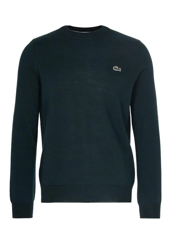 Lacoste Logo Embroidered Crewneck Knitted Jumper - Black