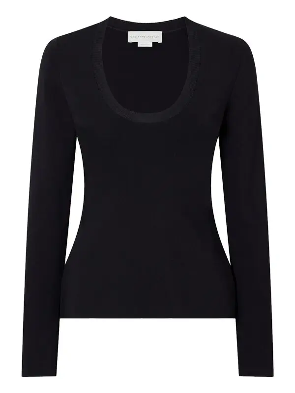 Stella McCartney Ribbed Scoop Neck Jersey Top - Black