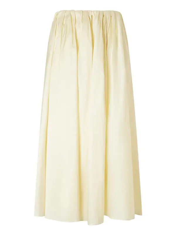ABADIA Elodie Pleated Duchesse-satin Midi Skirt - Neutrals