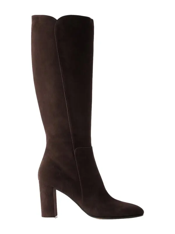GIANVITO ROSSI 85 Suede Knee-high Boots - Brown