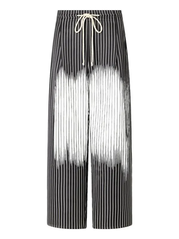 Maria Mcmanus Striped Habotai Wide-leg Pants - Black
