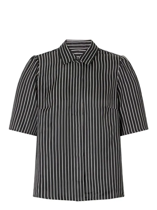Maria Mcmanus Striped Habotai Blouse - Black