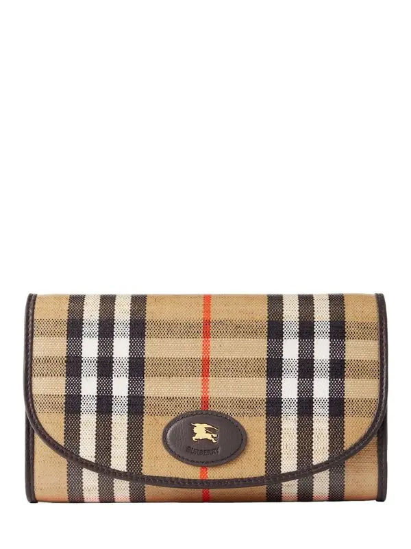 Burberry Leather-trimmed Checked Coated-canvas Clutch - Beige