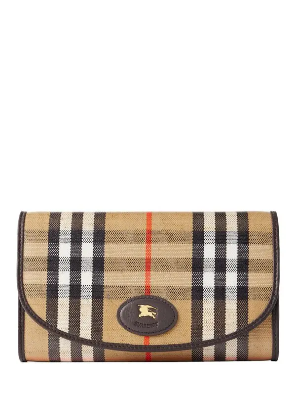 Burberry Leather-trimmed Checked Coated-canvas Clutch - Neutrals