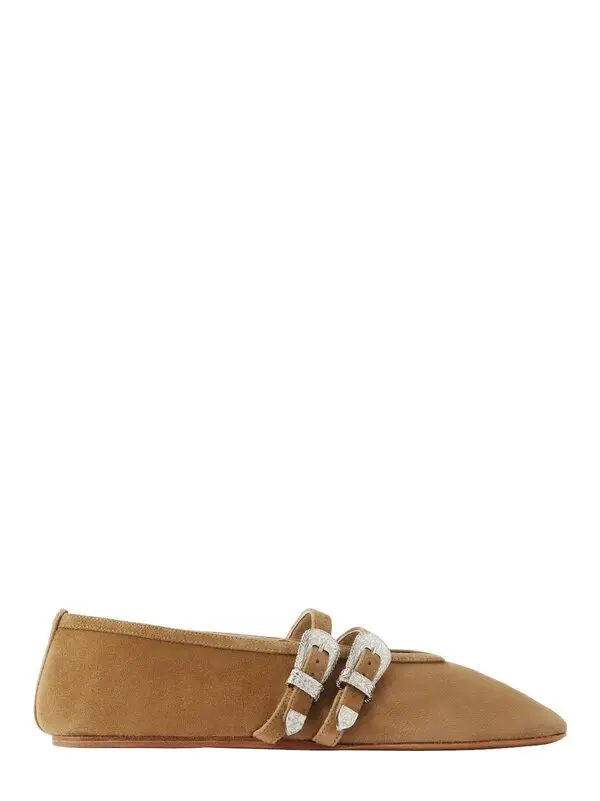Le Monde Beryl Claudia Buckle-detail Suede Ballet Flats - Brown
