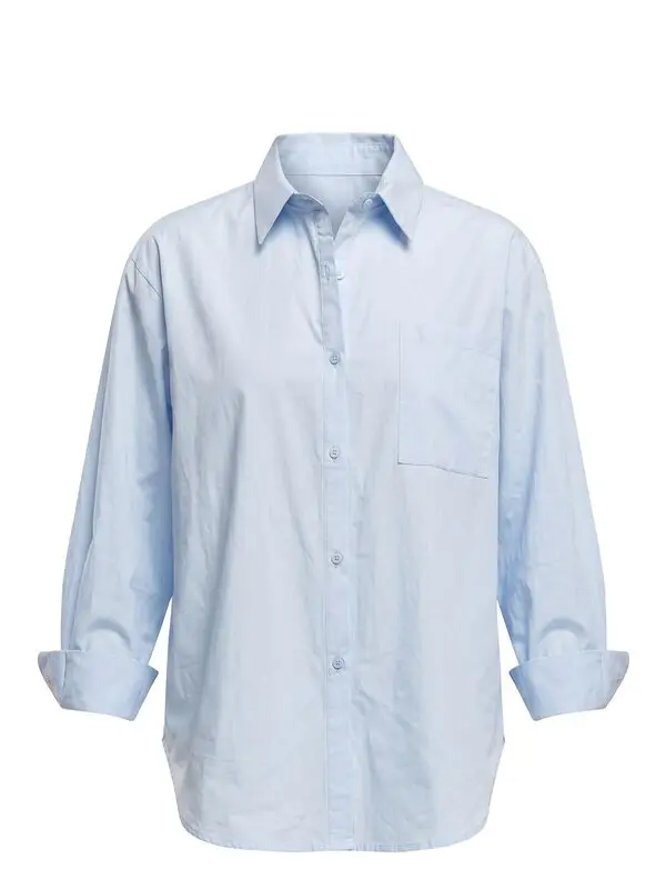 TANTRA SPAIN SL Oversized Cotton Shirt With Classic Collar And Pocket - Blue