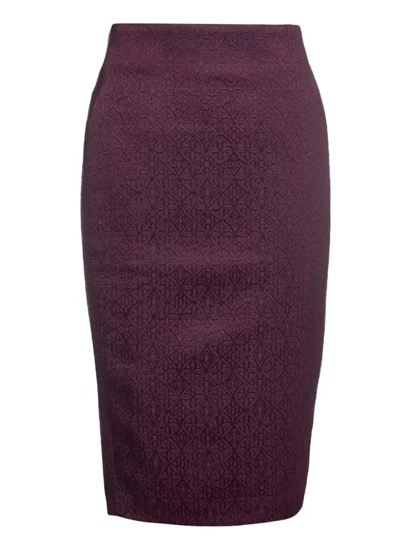 CONQUISTA Brocade Pencil Midi Skirt - Red