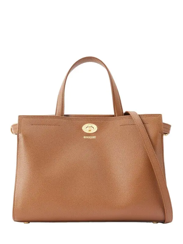 Burberry Small Checked Canvas-trimmed Leather Tote - Tan
