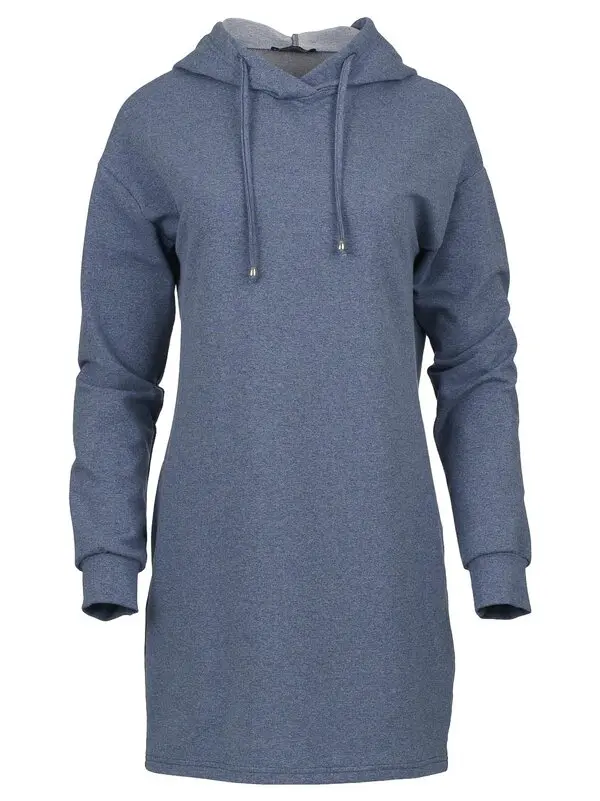 CONQUISTA Indigo Mélange Hooded Mini Dress - Blue