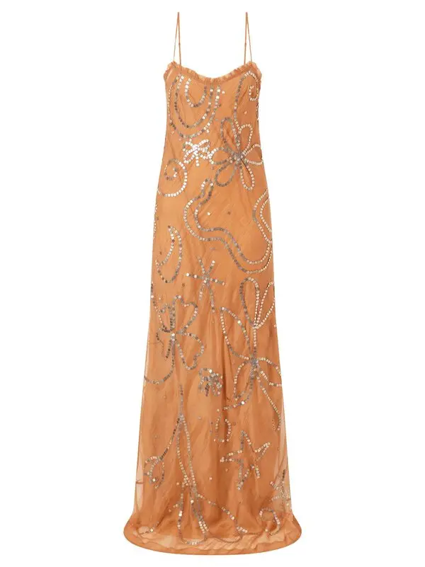 Alix Of Bohemia Athens Paillette-embellished Silk-blend Maxi Dress - Brown