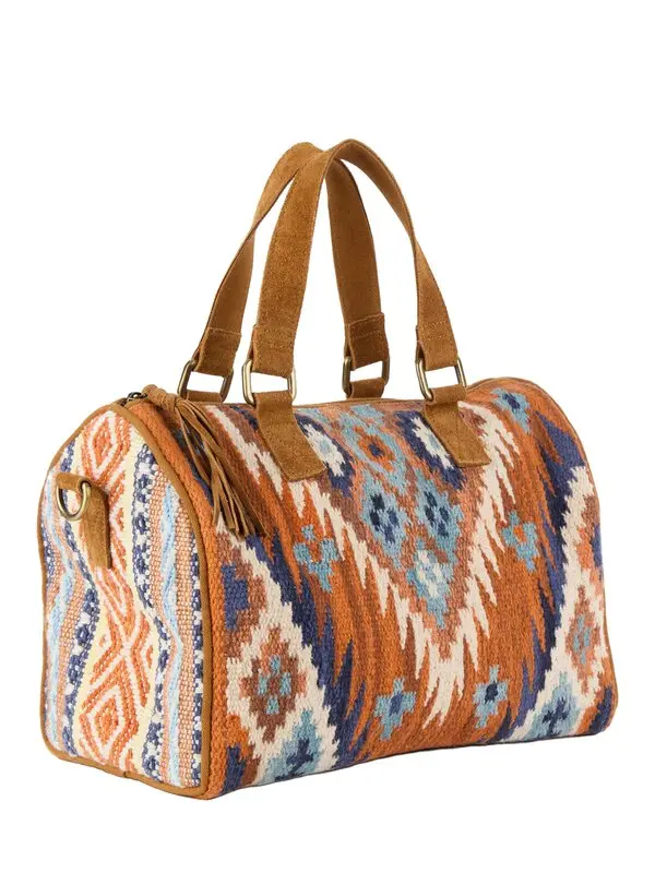 BEDROOM ATHLETICS Glastonbury Woven Suede Trimmed Travel Bag - Blue