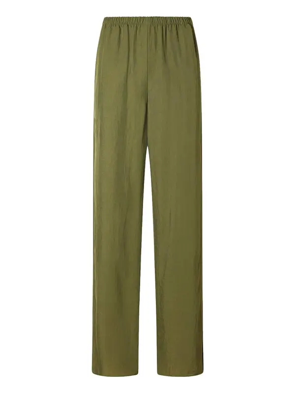 Theory Crepon Wide-leg Pants - Green
