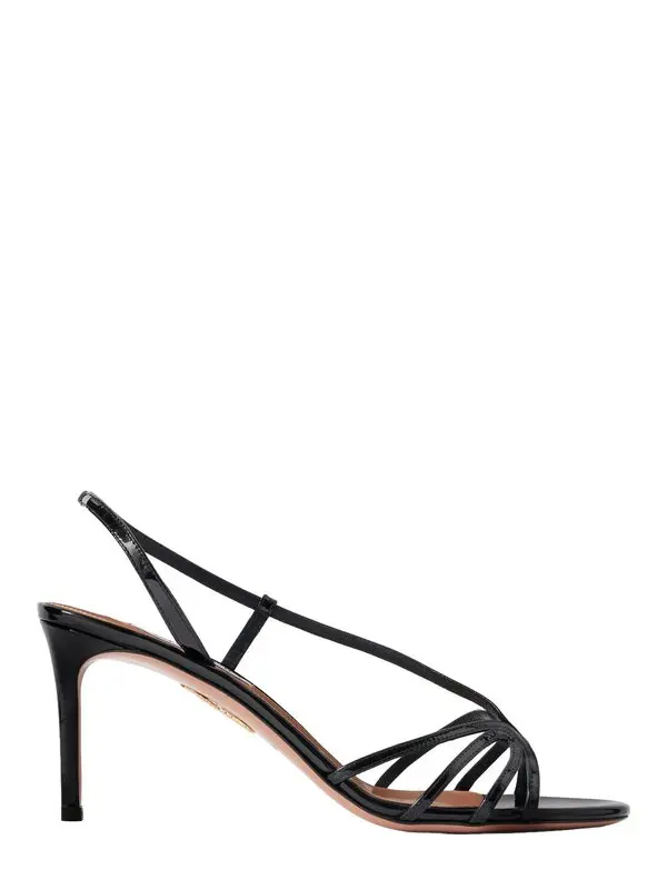 AQUAZZURA Patent Leather Slingback Sandals - Black