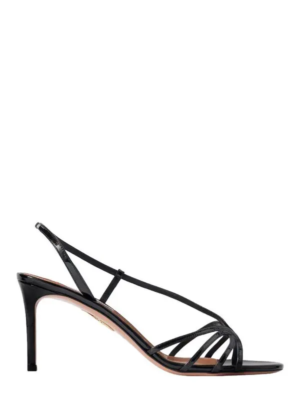 AQUAZZURA Talk To Me 75 Patent Leather Slingback Sandals - Black
