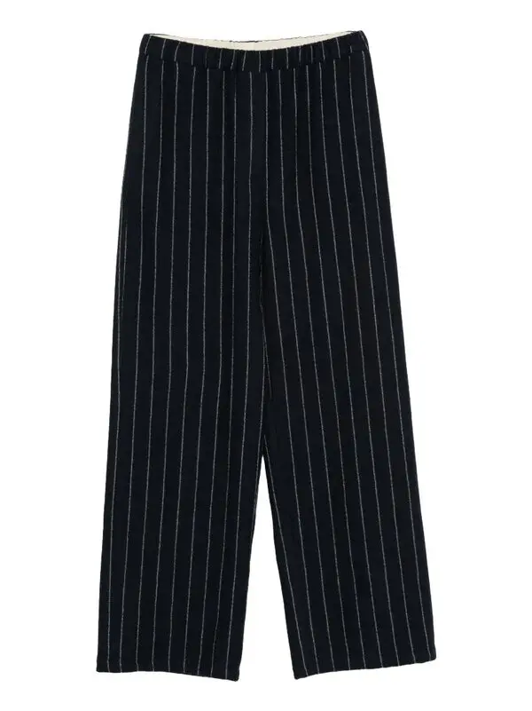 ALYSI Wool Striped Wide-leg Trousers - Blue