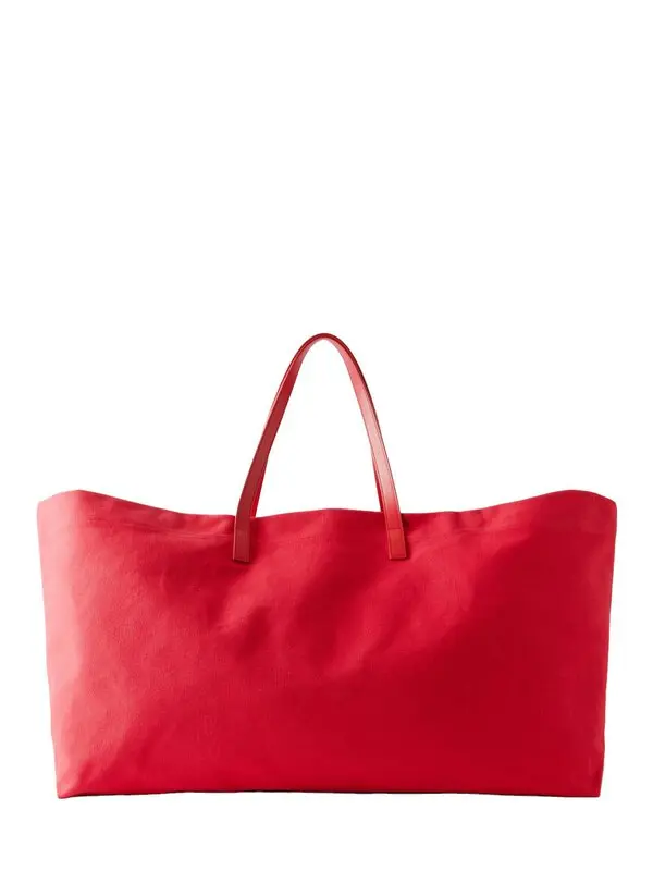 KALLMEYER Cottage Canvas Tote With Leather Trim - Red
