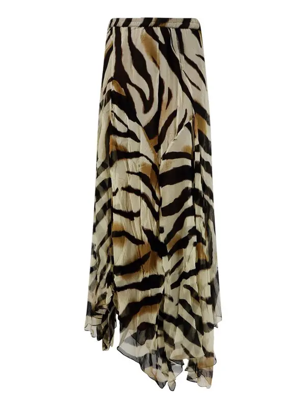 MES DEMOISELLES Susu Viscose Zebra Print Maxi Skirt - Beige