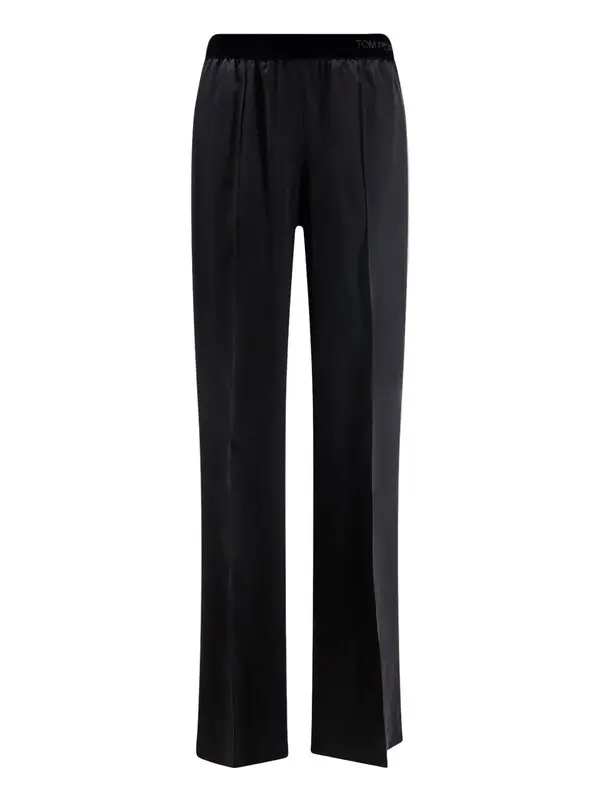 TOM FORD Straight Leg Satin Trousers - Black