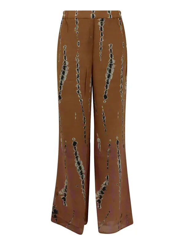 MES DEMOISELLES Nolan Silk Printed Wide Leg Trousers - Brown