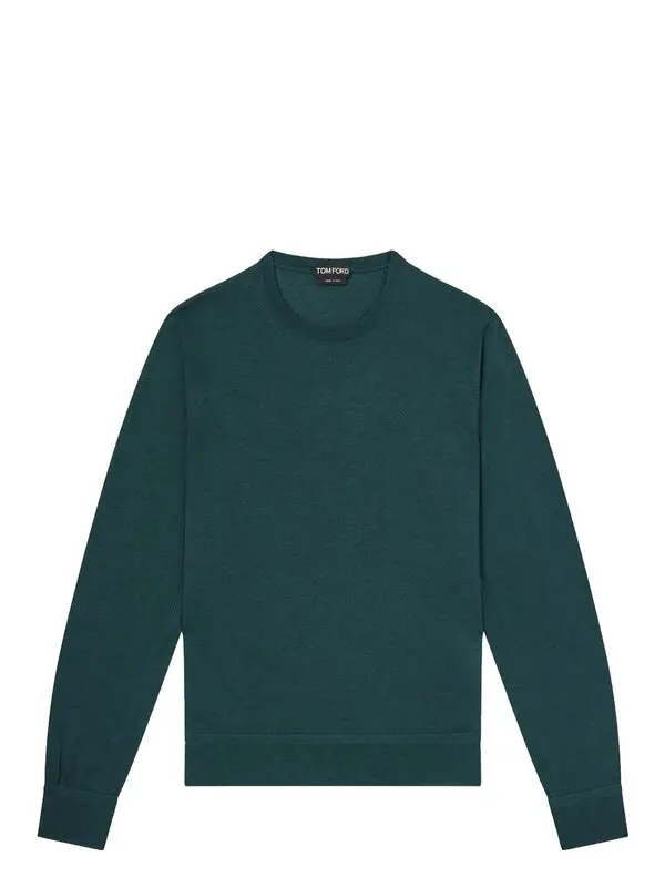 TOM FORD Slim-fit Cashmere And Silk-blend Sweater - Blue