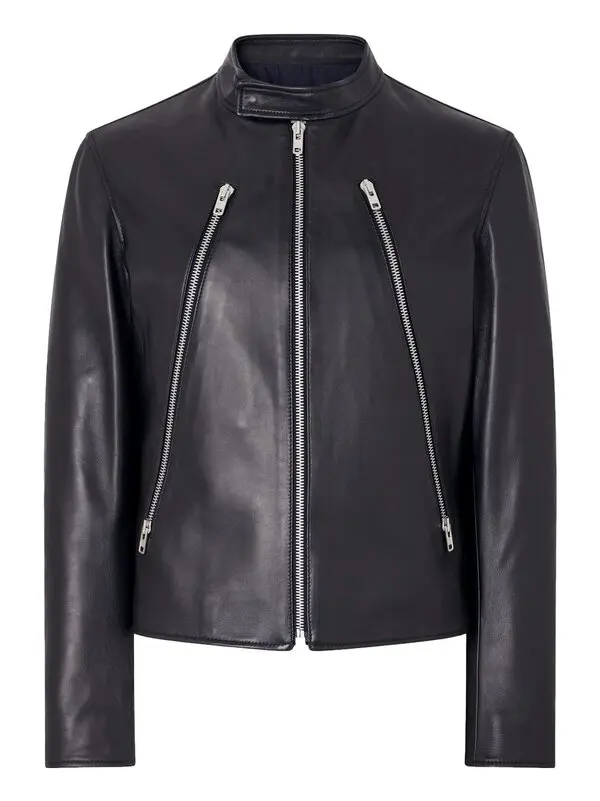 MAISON MARGIELA Zip-detailed Leather Biker Jacket - Black