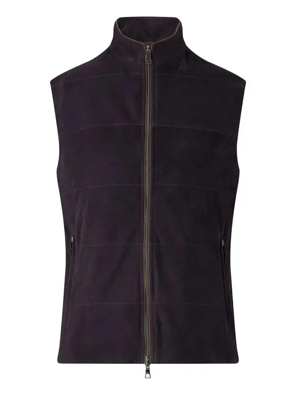 N.peal Belgravia Cotton-trimmed Suede Gilet - Navy