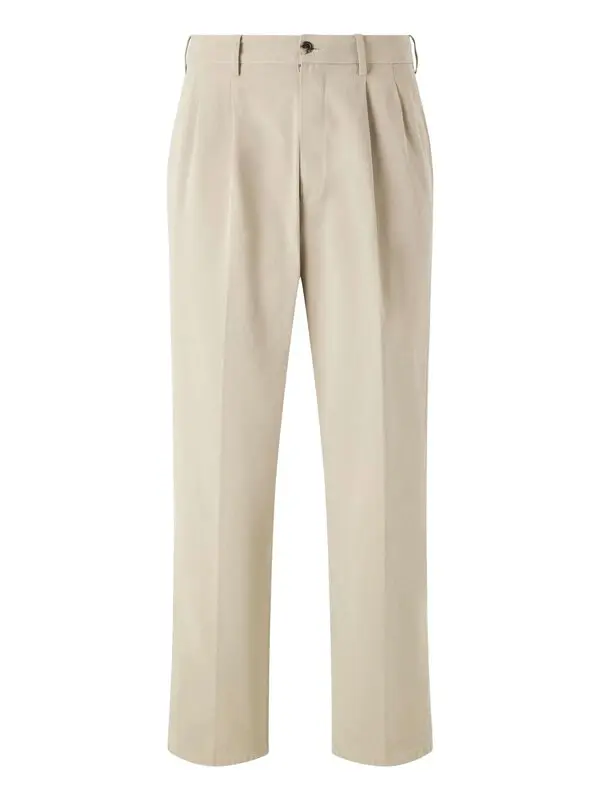 THE ROW Tomasino Straight-leg Pleated Cotton-twill Trousers - Beige