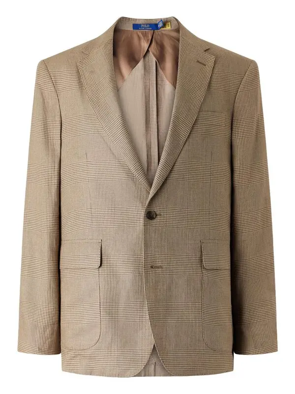 Polo Ralph Lauren Houndstooth Linen-blend Blazer - Neutrals