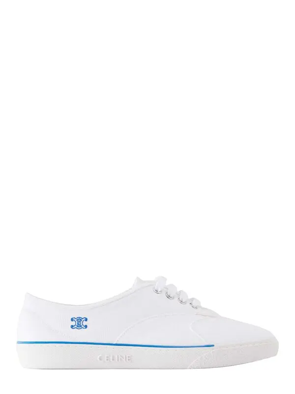 Celine Logo Detailed Canvas Sneakers - White
