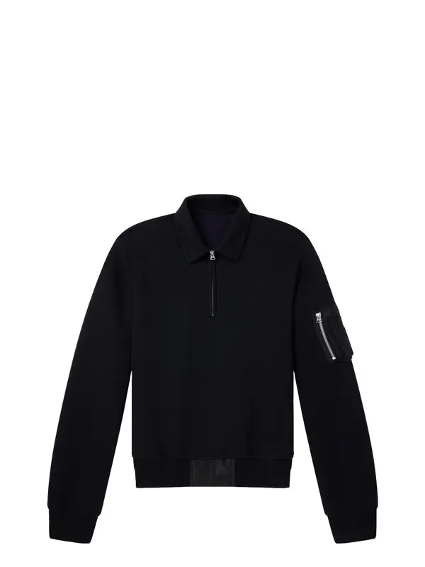 Sacai Cotton-blend Half-zip Sweater - Black