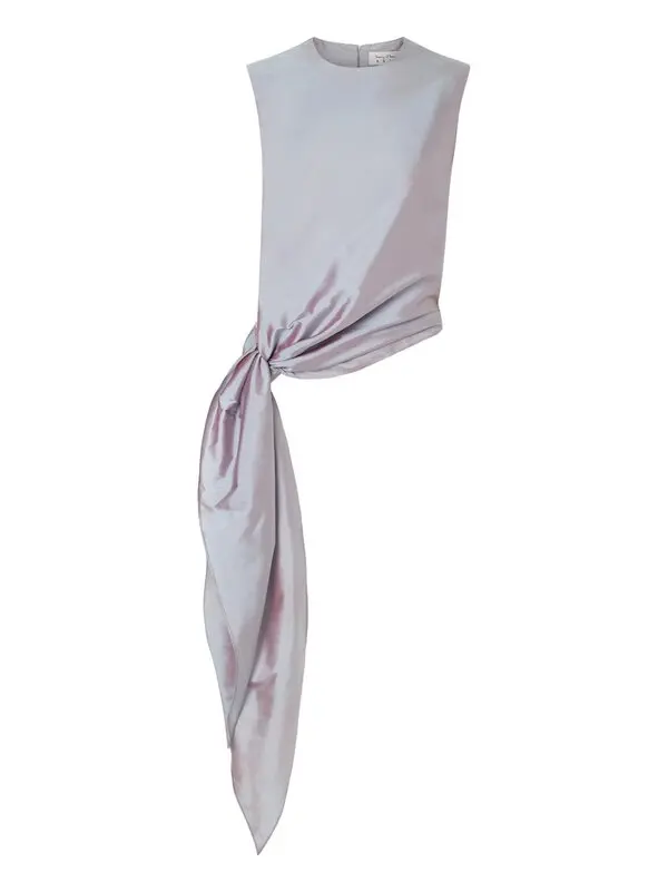 ABADIA Knotted Faille Top - Blue