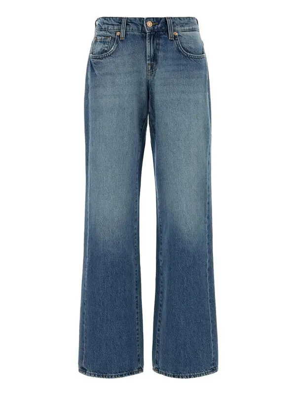 Seven For All Mankind Boyfriend Jeans In Stonewashed Denim With Rips - Blue