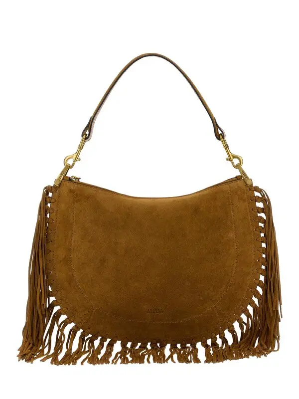 Isabel Marant Étoile Suede Shoulder Bag With Fringe Detail - Brown