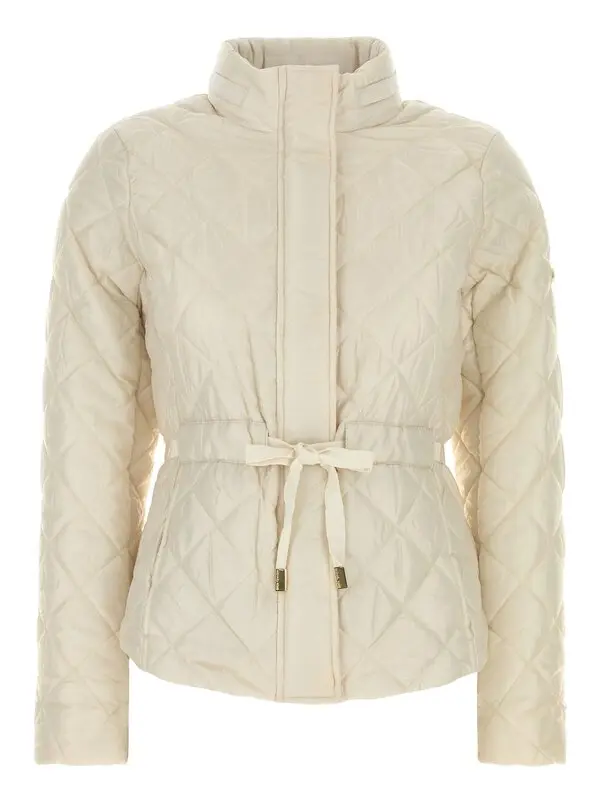 Michael Kors Quilted Polyester Jacket With Drawstring Waist - White