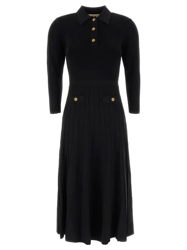 Michael Kors Knit Polo Dress With Logo Detail - Black