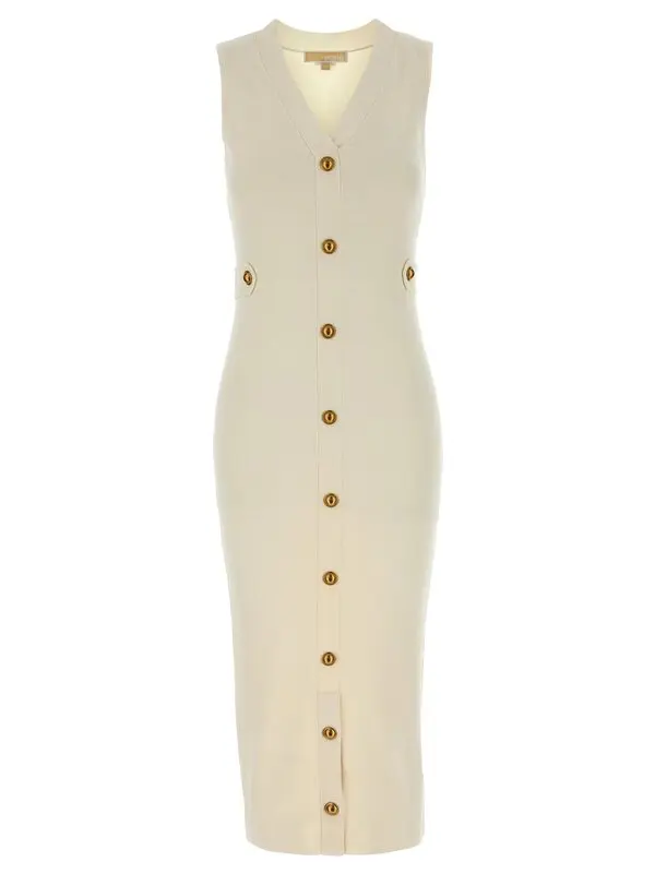 Michael Kors Fitted Knit Midi Dress - Yellow