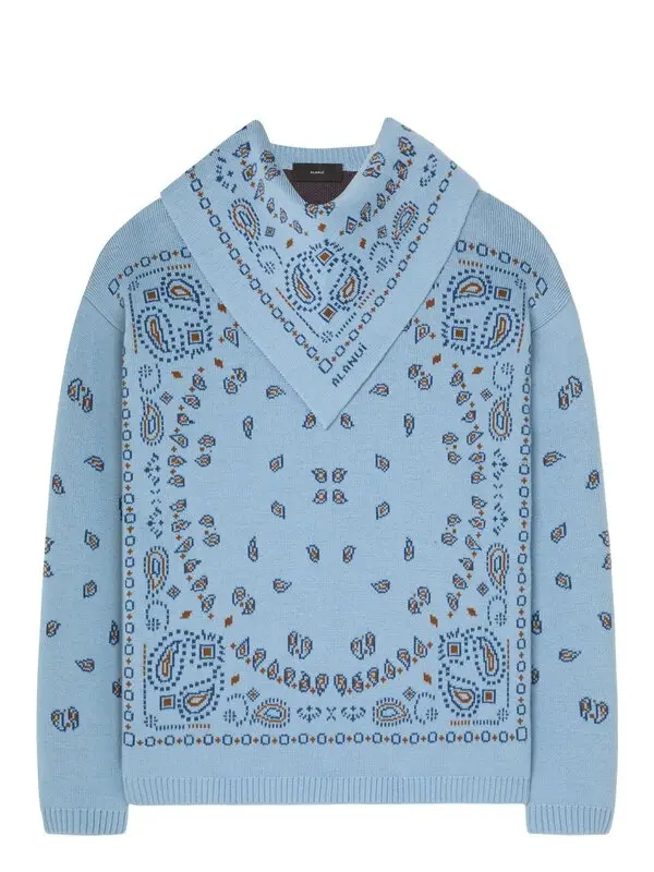 Alanui Virgin Wool Bandana Jacquard Sweater - Blue