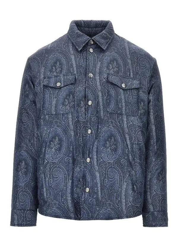 Etro Nylon Oveshirt With Paisley Print An - Blue