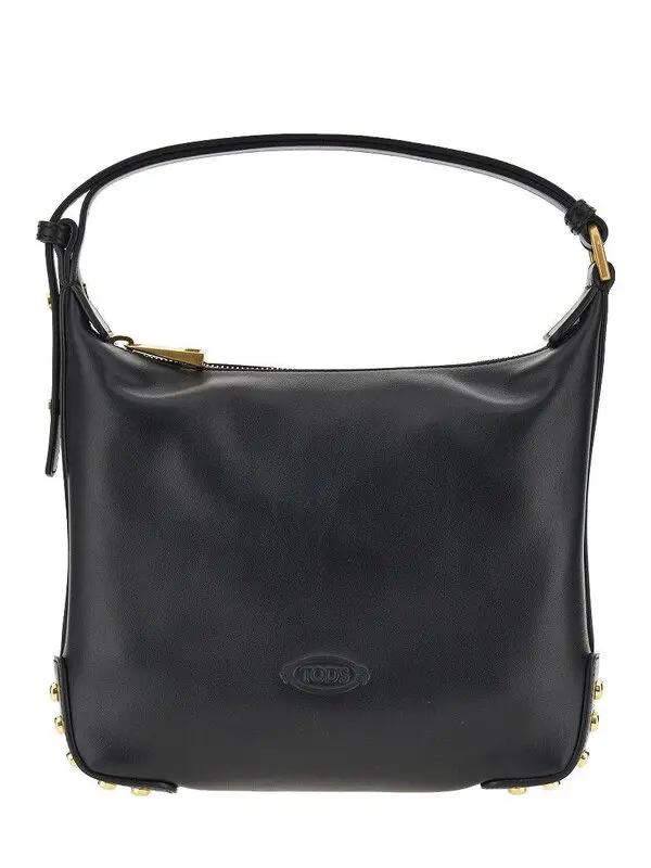 TOD'S Leather Mini Bag With Metal Dots - Black