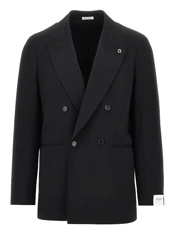 BRERAS Arezzo Wool-blend Double-breasted Jacket - Black