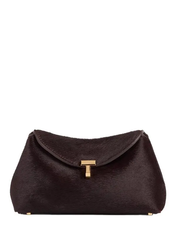 TOTEME Mini T-lock Pony Hair Clutch - Wine