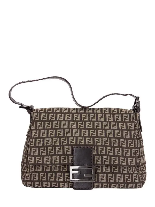 Fendi Zucchino Mama Baguette Shoulder Bag - Brown