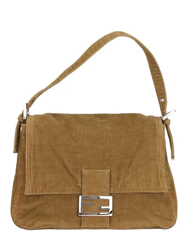 Fendi Corduroy Mama Baguette Shoulder Bag - Brown
