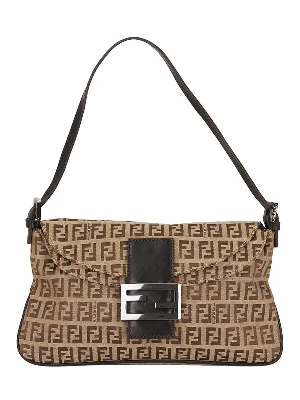 Fendi Zucchino Monogram Canvas Baguette Shoulder Bag - Brown