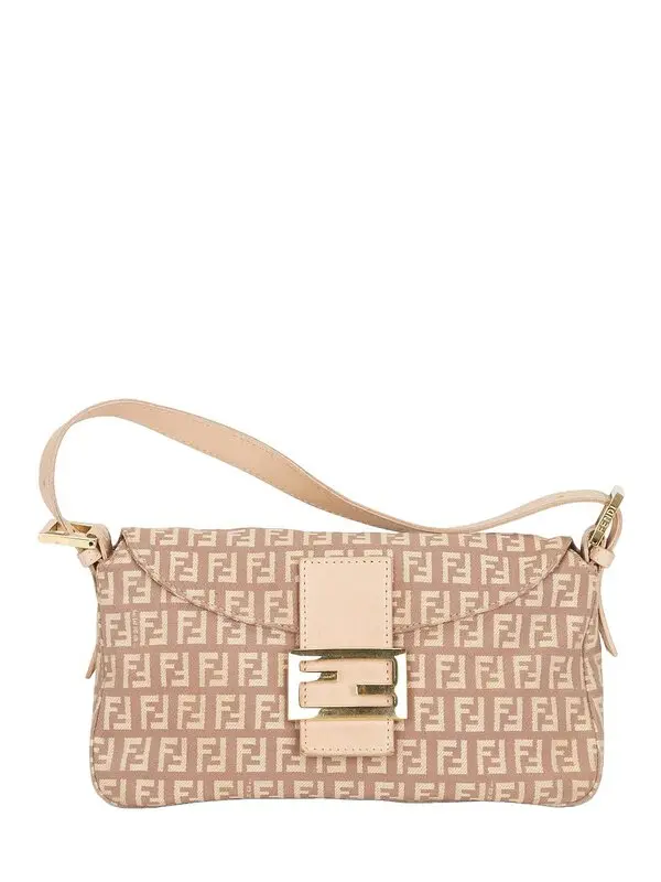 Fendi Zucchino Monogram Canvas Baguette Shoulder Bag - Neutral