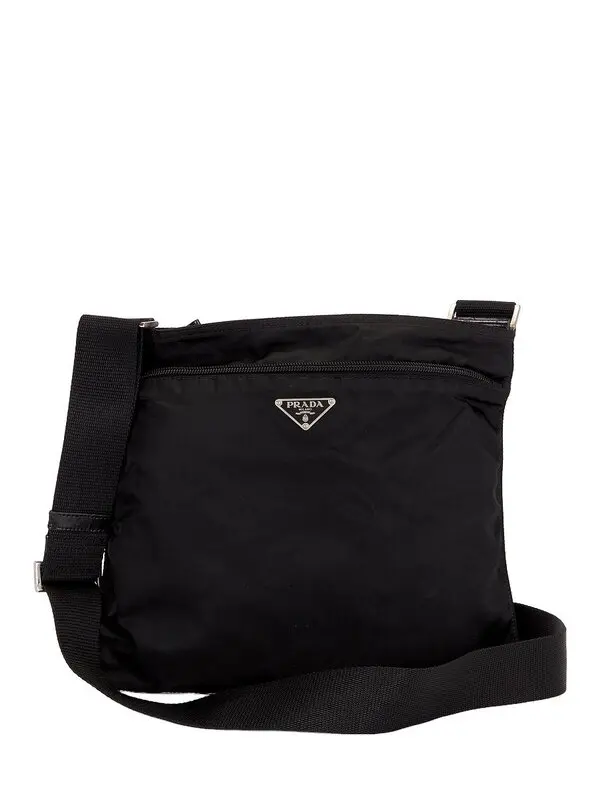 Prada Tessuto Flat Messenger Bag - Black