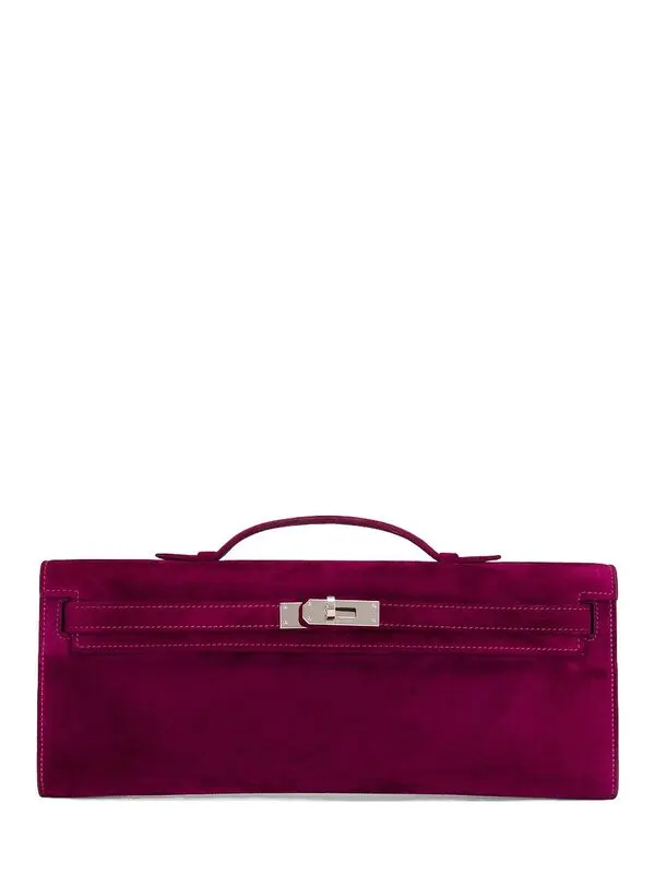 Hermès Kelly Cut Pochette In Burgundy Suede - Anemone