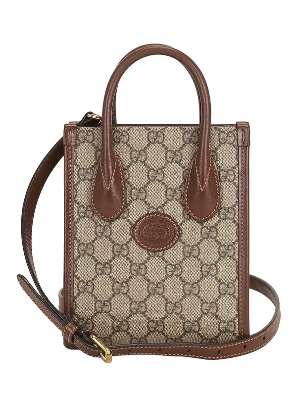 Gucci Mini Tote Bag With Interlocking G - Brown