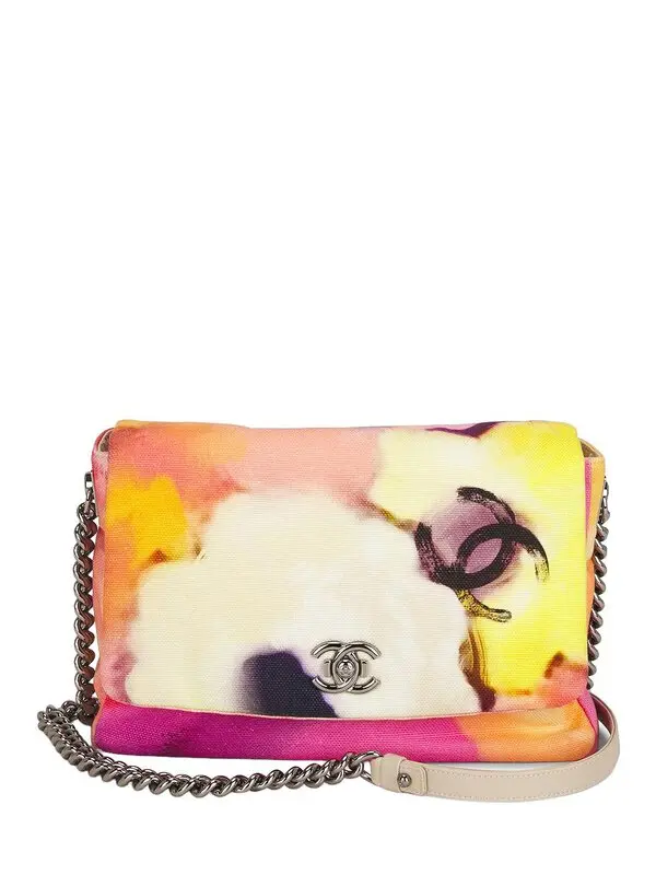Chanel Printed Canvas Messenger Flap Bag - Multicolor