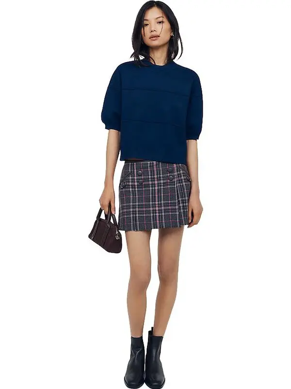 Maeve Pleated Plaid Mini Skirt - Brown/pink Beaucoup Plaid
